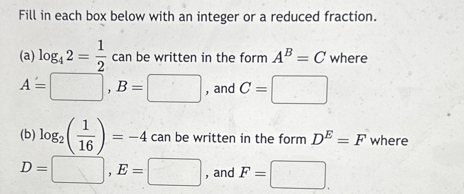 Solved Fill in each box below with an integer or a reduced | Chegg.com