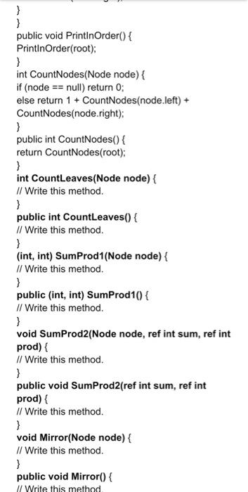 Solved \} \} public void PrintInOrder() \{ | Chegg.com