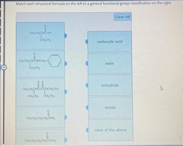 Solved Match each structural formula on the left to a | Chegg.com