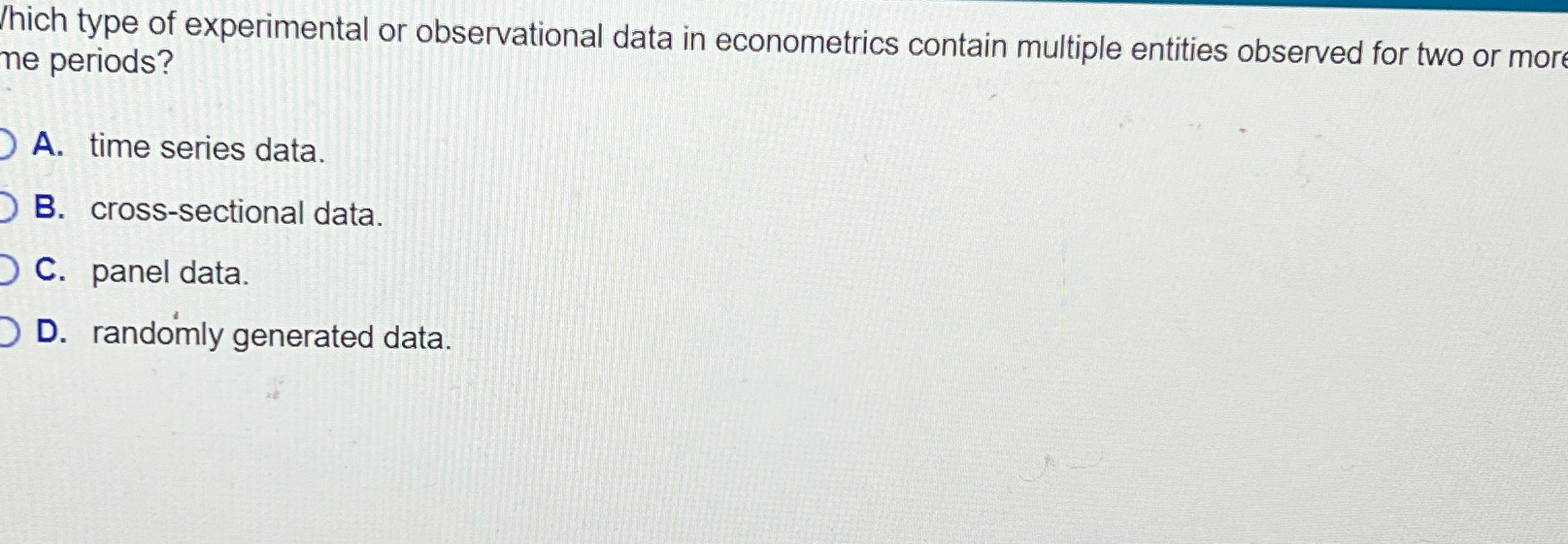 Solved hich type of experimental or observational data in | Chegg.com