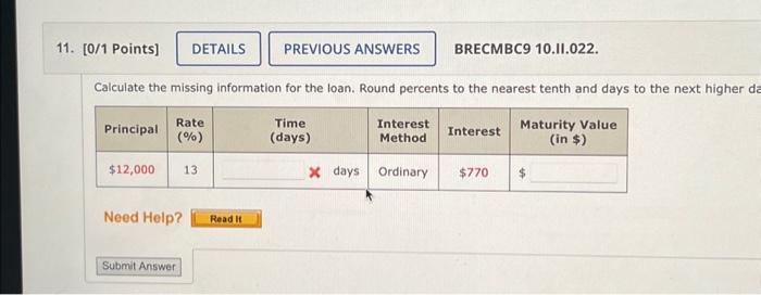 Solved 11. [0/1 Points] Principal DETAILS Calculate the | Chegg.com