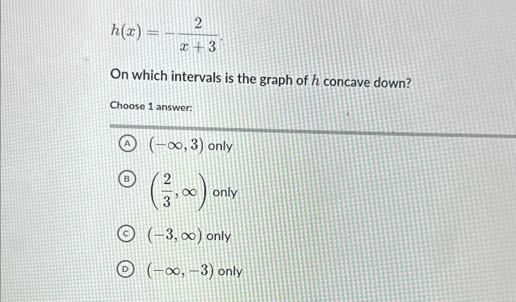 Solved h(x)=-2x+3On which intervals is the graph of h | Chegg.com