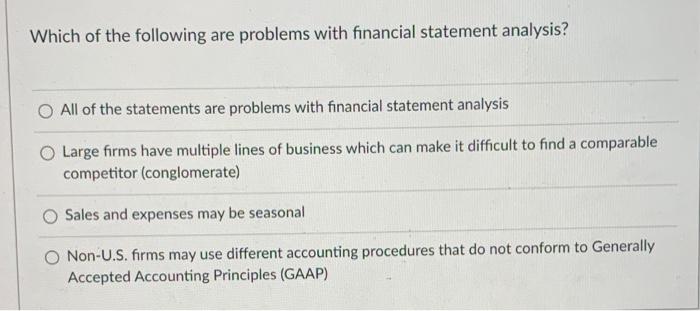 Solved Which of the following are problems with financial | Chegg.com