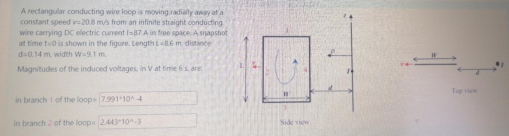 Solved A rectangular conducting wire loop is moving radially | Chegg.com