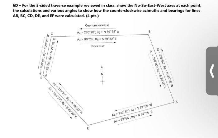 Solved 6D - For the 5-sided traverse example reviewed in | Chegg.com