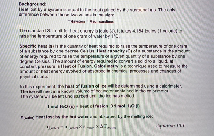 Solved REPORT - Thermochemistry - Determining the Heat of | Chegg.com