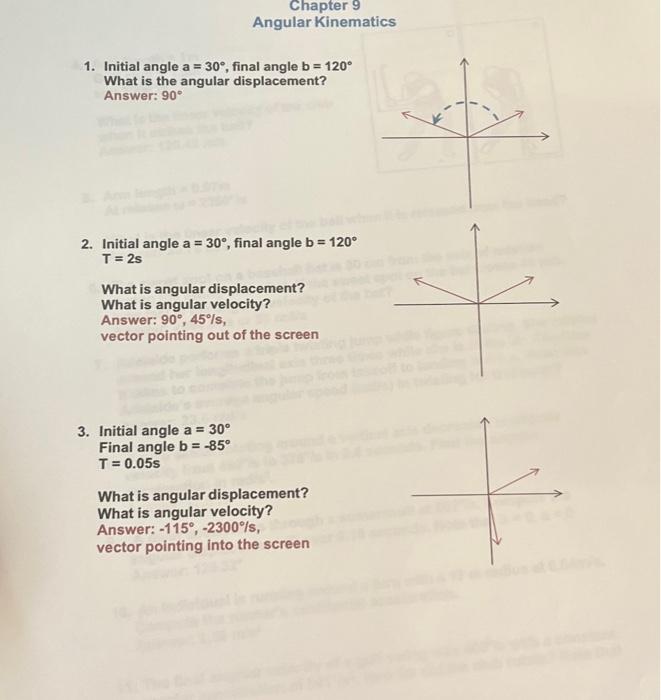 Solved Chapter 9 Angular Kinematics 1. Initial angle a=30∘, | Chegg.com