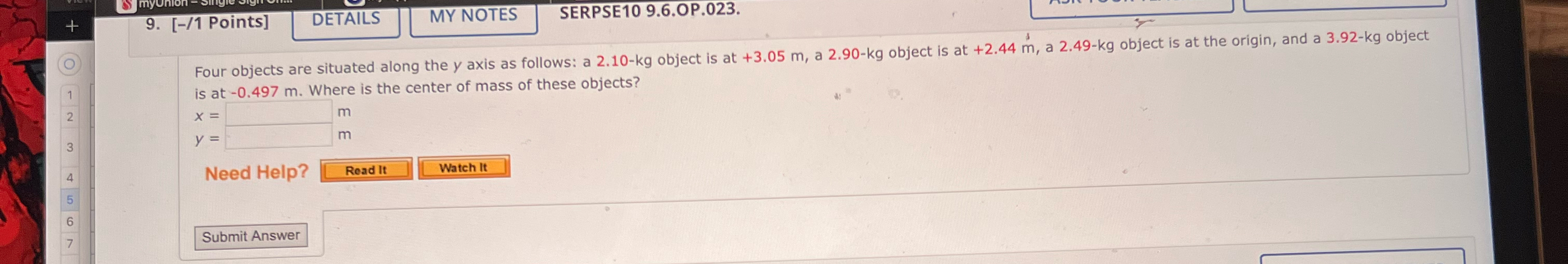 Solved [-/1 ﻿Points]DETAILSSERPSE10 9.6.OP.023.Four objects | Chegg.com