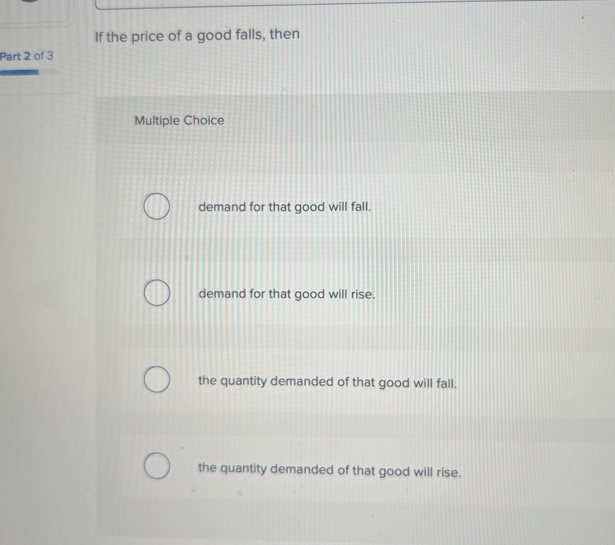 Solved If the price of a good falls, thenPart 2 ﻿of | Chegg.com