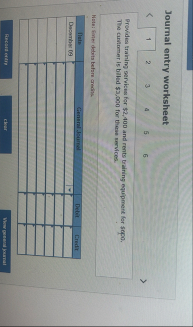 Solved Journal entry worksheet123456Provides training | Chegg.com