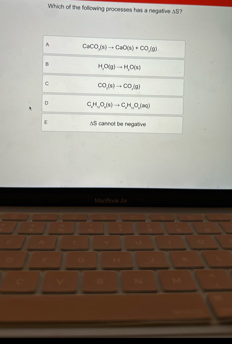 Solved Which of the following processes has a negative | Chegg.com