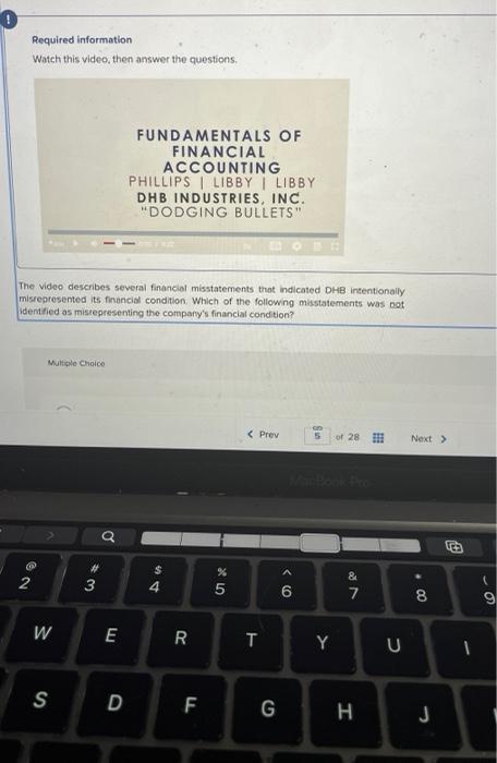 The video describes several financial misstatements | Chegg.com