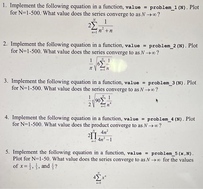 Solved 1. Implement the following equation in a function, | Chegg.com