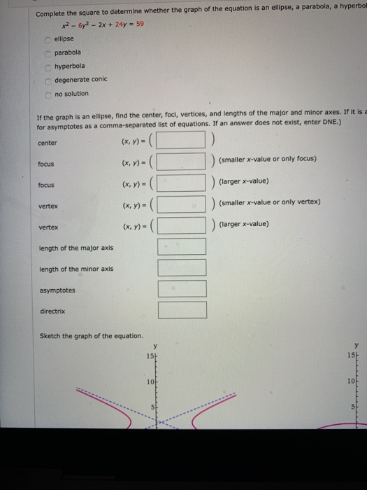 Solved Complete the square to determine whether the graph of | Chegg.com