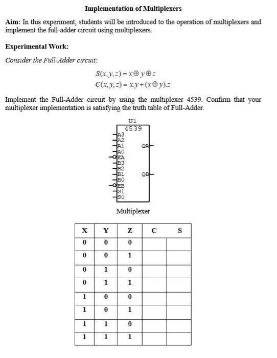 Solved Implementation of Multiplexers Aim: In this | Chegg.com