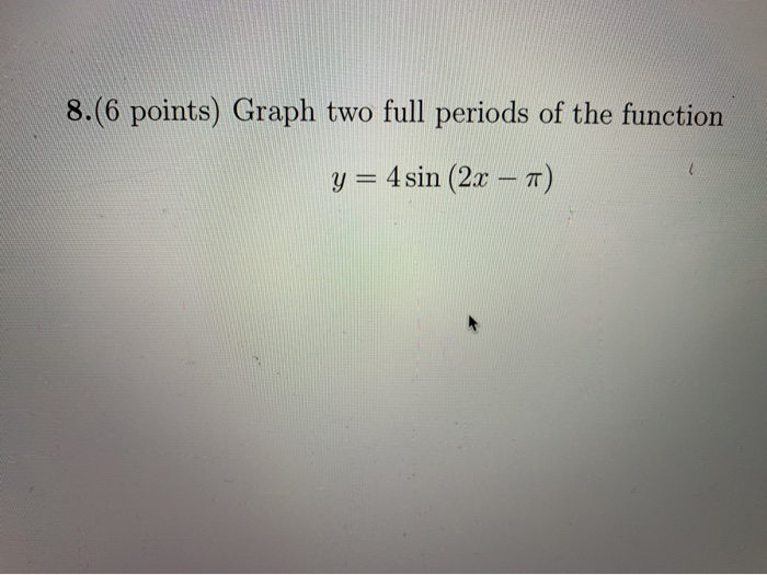 Solved 8.(6 points) Graph two full periods of the function y | Chegg.com