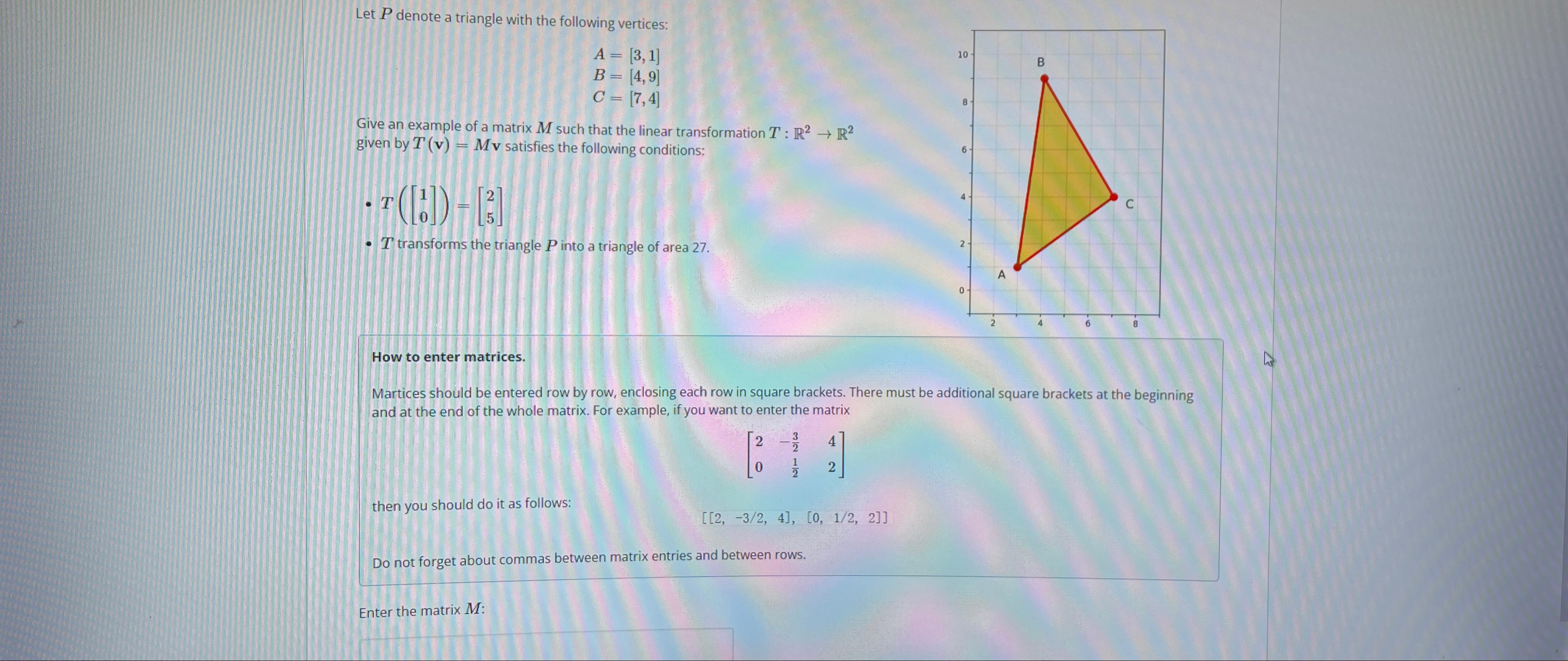 Solved Let P ﻿denote a triangle with the following | Chegg.com