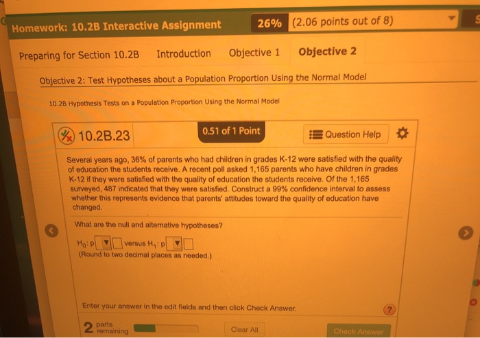 Solved Homework: 10.2B Interactive Assignment 26% (2.06 | Chegg.com