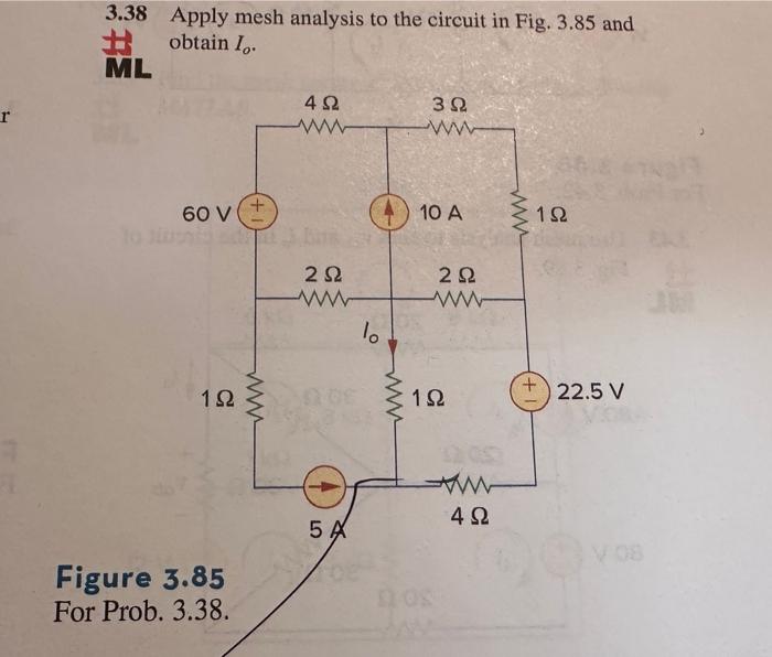 Solved r 3.38 Apply mesh analysis to the circuit in Fig. | Chegg.com