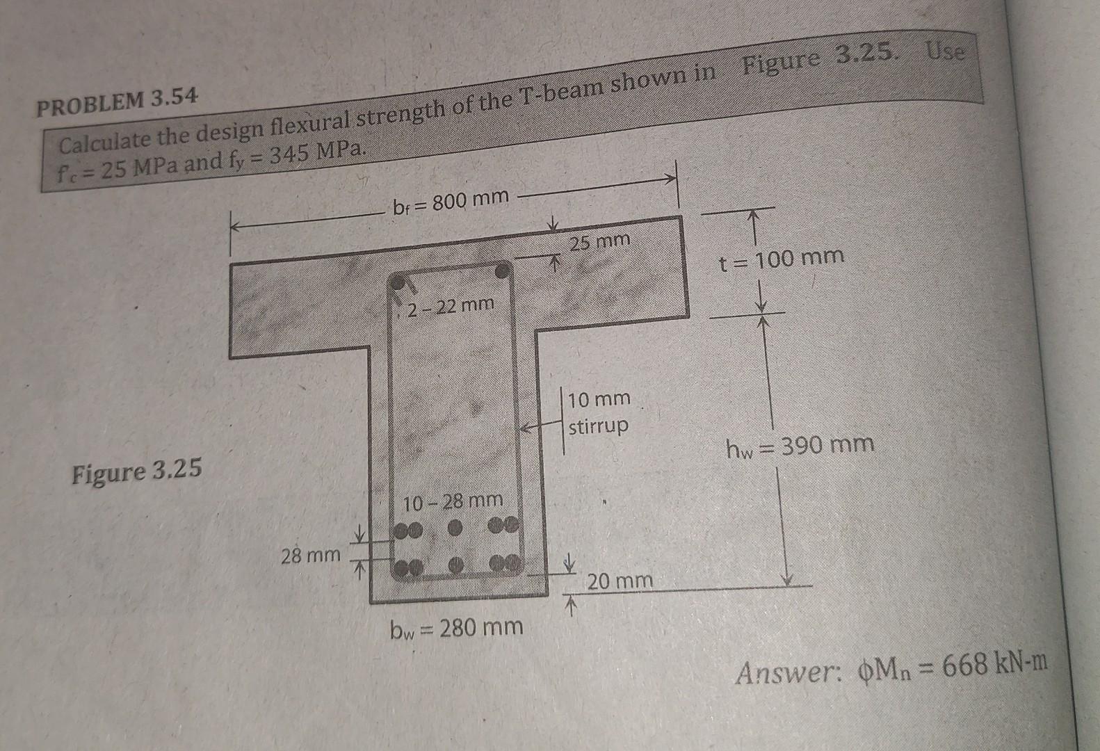 Solved PROBLEM 3.54 Calculate the design flexural strength | Chegg.com