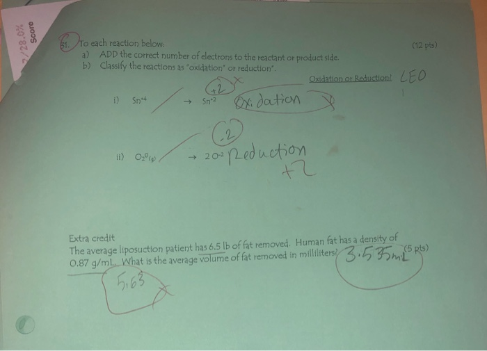 Solved Score 7/28.0% 61. To each reaction below: (12 pts) a) | Chegg.com