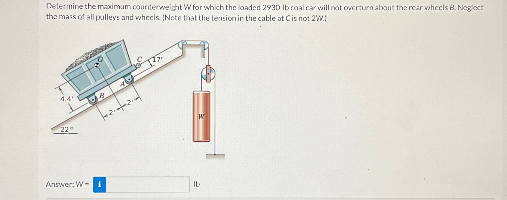 Solved Determine the maximum counterweight W ﻿for which the | Chegg.com