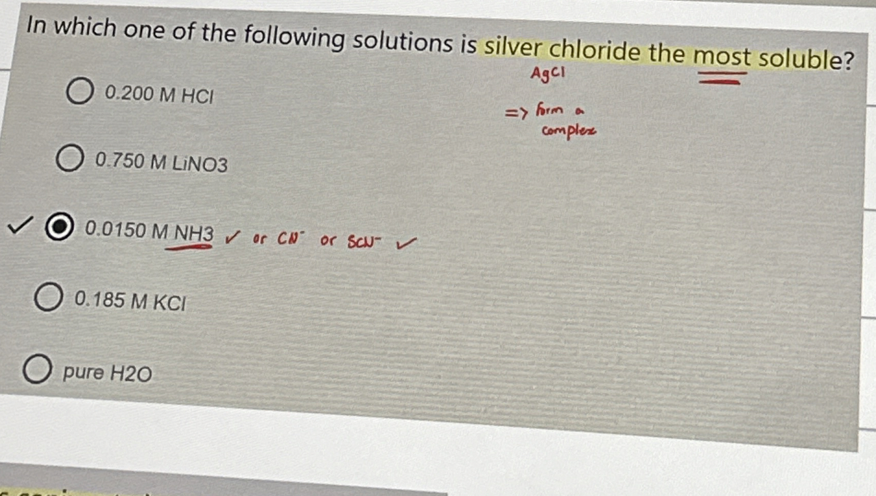 Solved In which one of the following solutions is silver | Chegg.com
