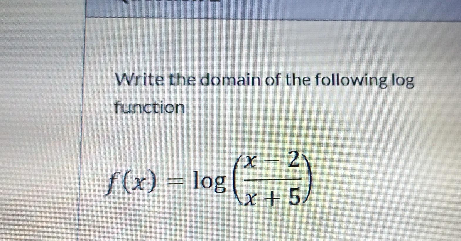 Solved Write the domain of the following log function - 2 - | Chegg.com
