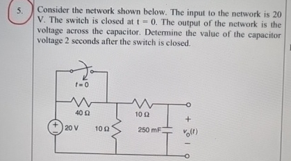 Solved Consider the network shown below. The input to the | Chegg.com