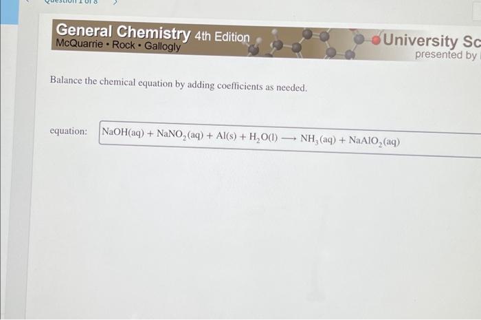 Solved Balance the chemical equation by adding coefficients | Chegg.com
