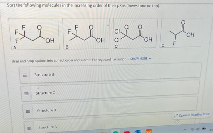 Solved Sort the following molecules in the increasing order | Chegg.com