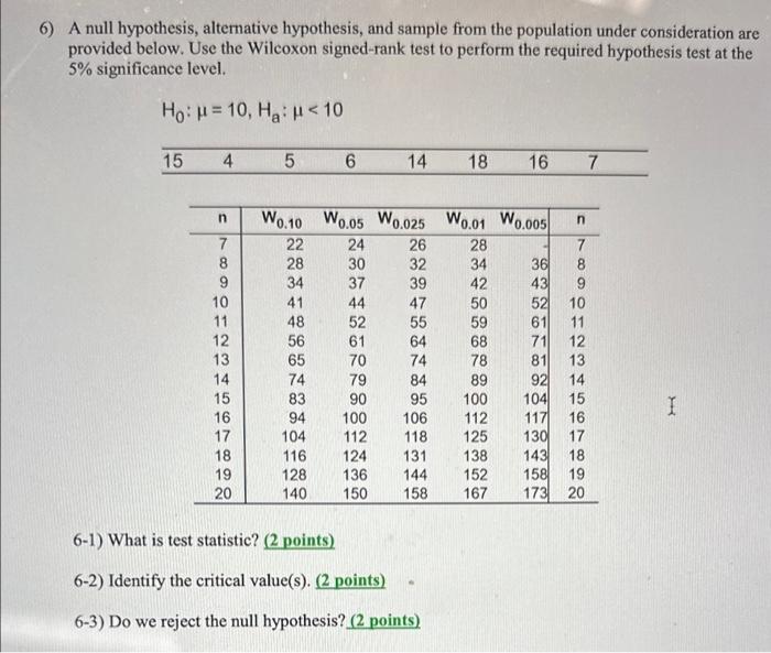 Solved 6) A null hypothesis, alternative hypothesis, and | Chegg.com