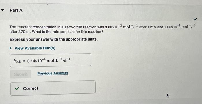 Solved The integrated rate laws for zero-, first-, and | Chegg.com