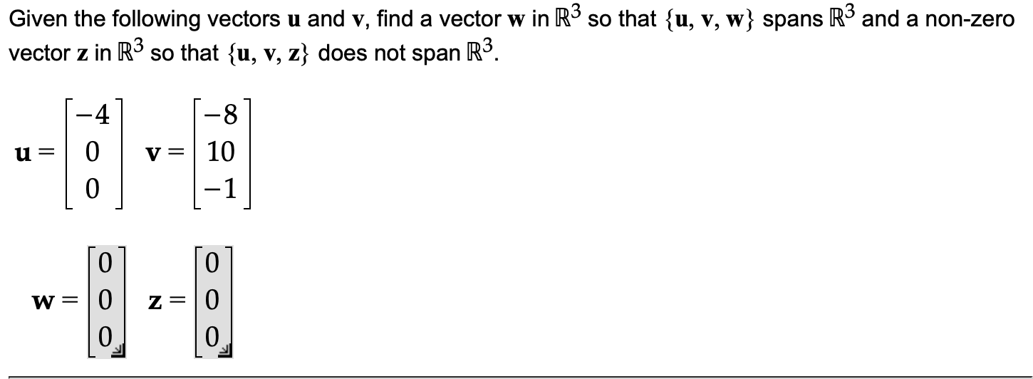 Solved Given the following vectors u ﻿and v, ﻿find a vector | Chegg.com