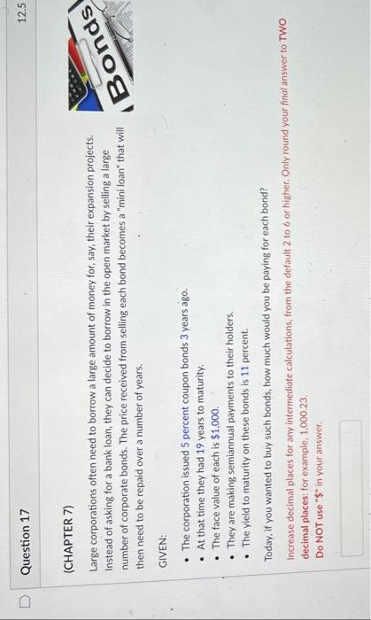 Solved (CHAPTER 7) Large corporations often need to borrow a | Chegg.com