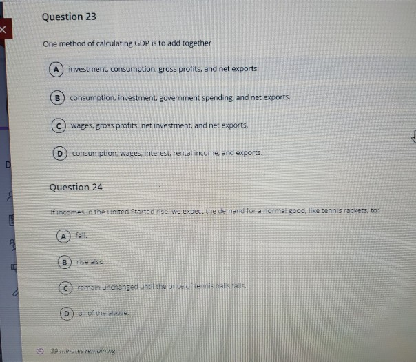Solved Question 23 One method of calculating GDP is to add | Chegg.com