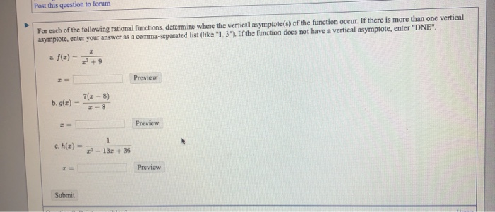 Solved For each of the following rational functions, | Chegg.com