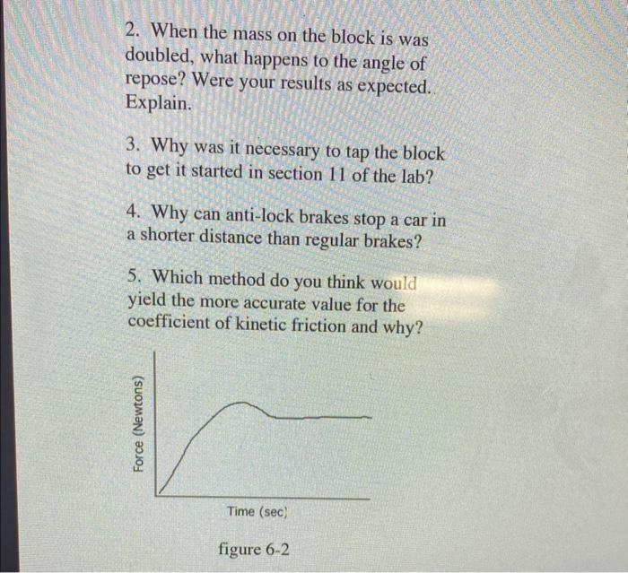Solved 2. When the mass on the block is was doubled, what | Chegg.com