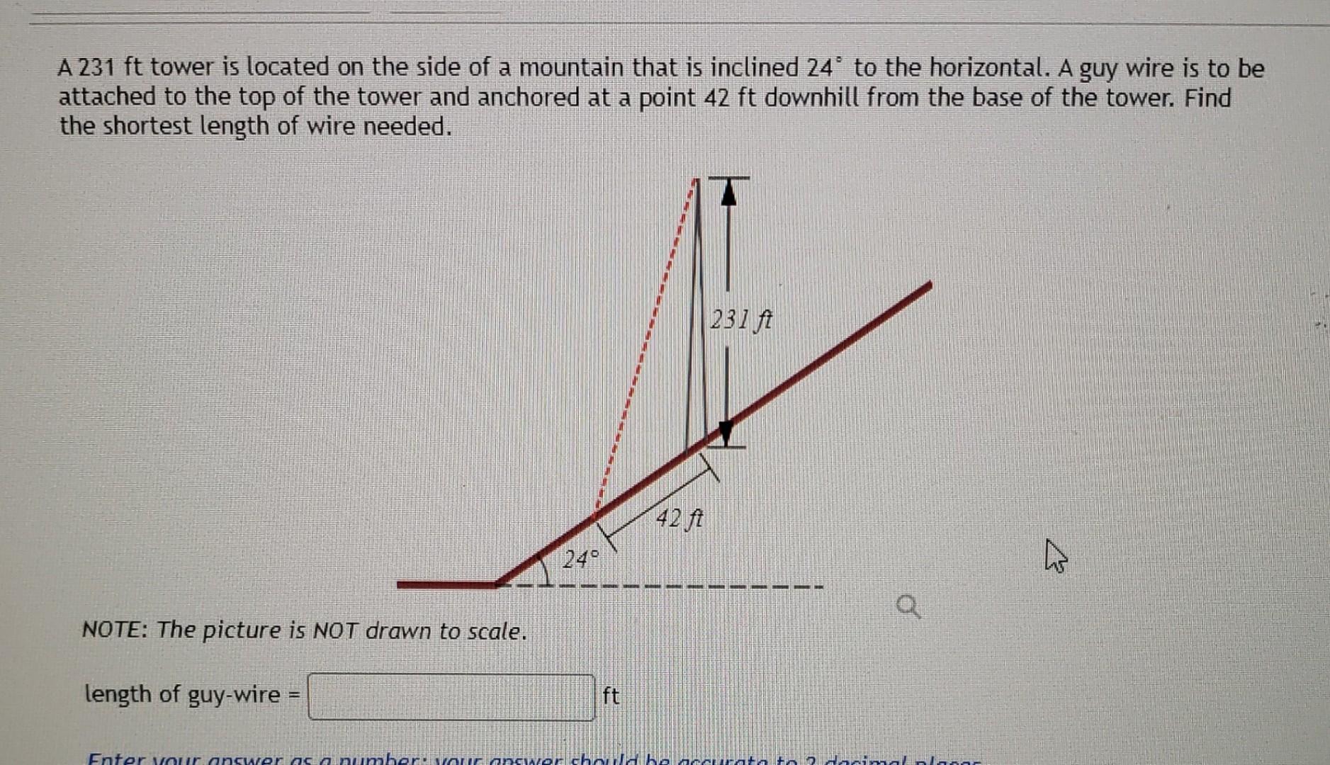 Solved A \\( 231 \\mathrm{ft} \\) tower is located on the | Chegg.com