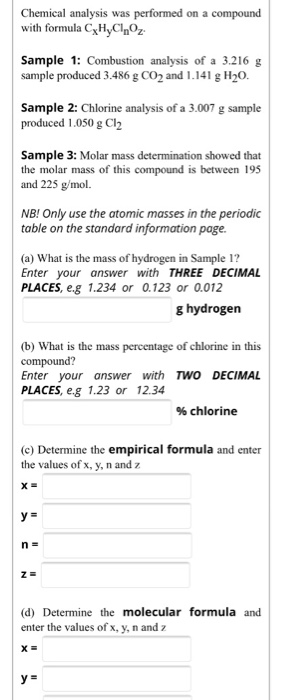 Solved Chemical analysis was performed on a compound with | Chegg.com