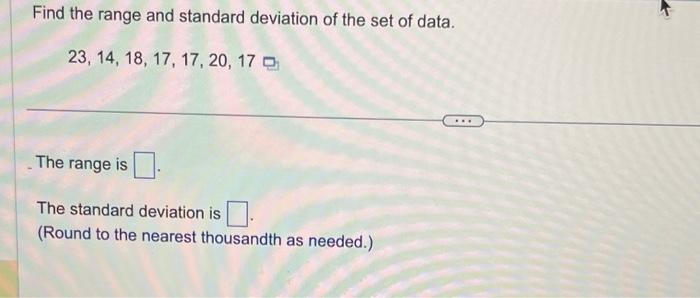 Solved Find the range and standard deviation of the set of | Chegg.com
