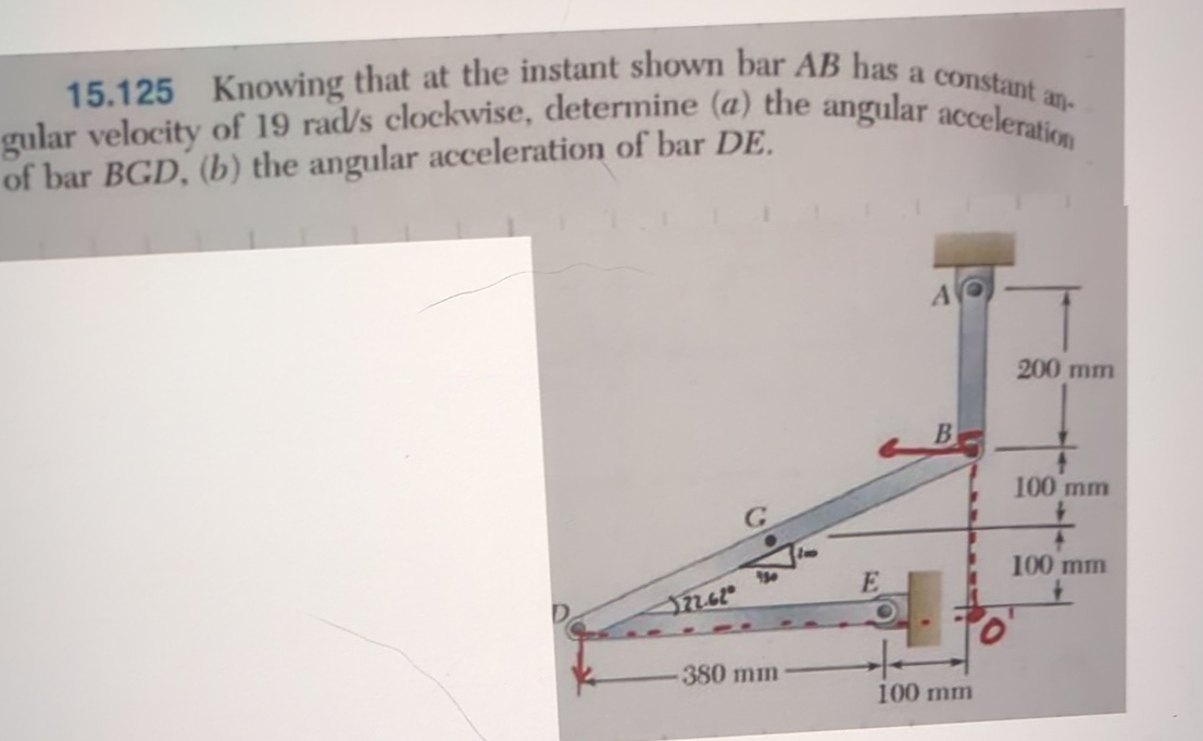 Solved 15.125 ﻿Knowing that at the instant shown bar AB ﻿has | Chegg.com