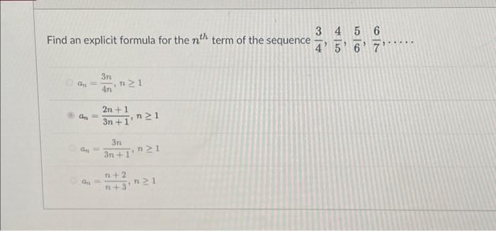 Solved Find an explicit formula for the nth term of the | Chegg.com