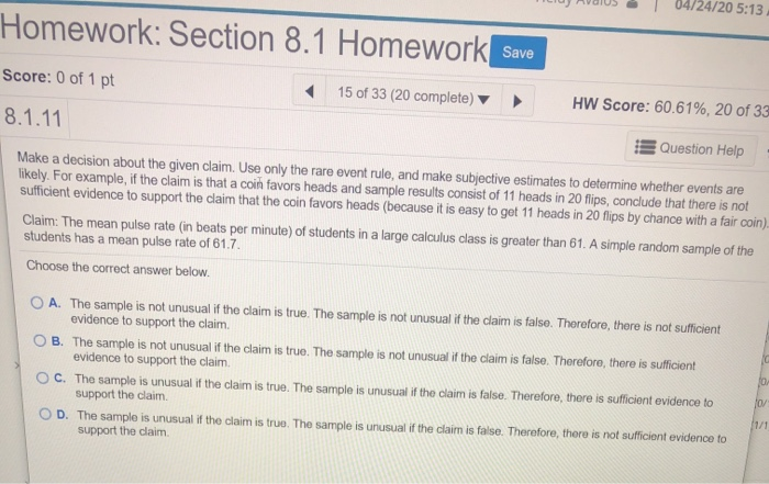 Solved Homework Section 8 1 Homework Save Score 0 Of 1 Pt