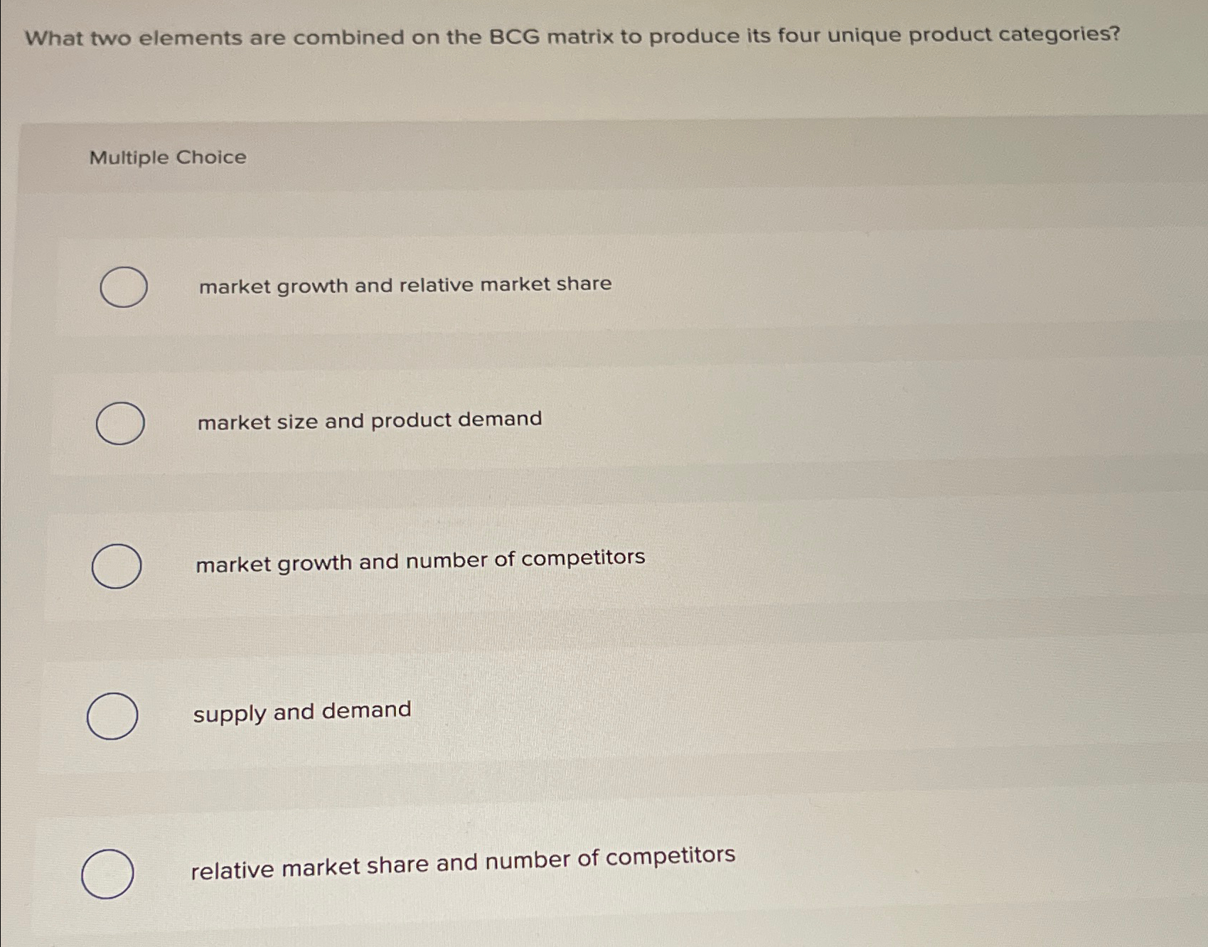 Solved What two elements are combined on the BCG matrix to | Chegg.com
