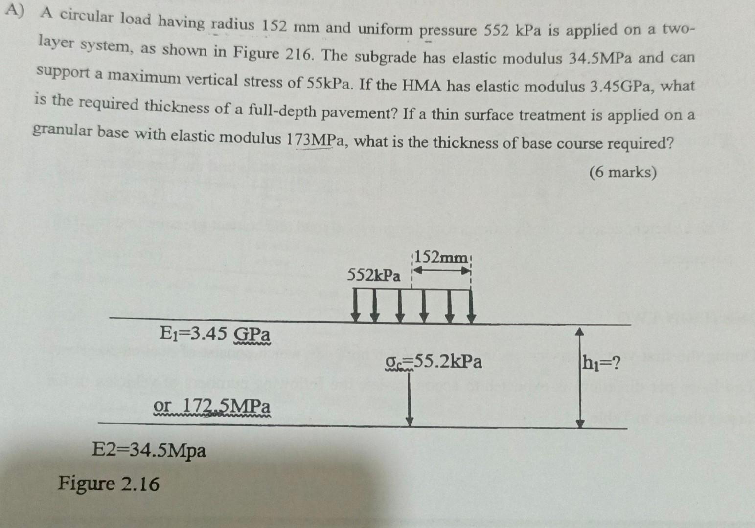 Solved A) A circular load having radius 152 mm and uniform | Chegg.com