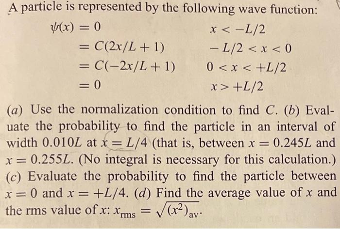 Solved A particle is represented by the following wave | Chegg.com