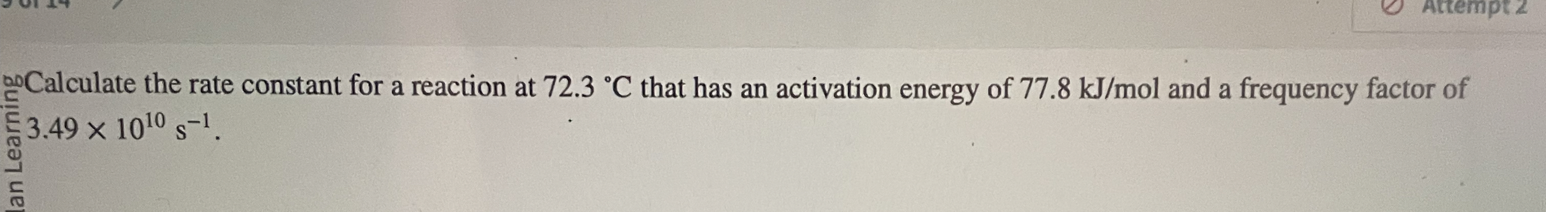 Solved ?20 ﻿Calculate the rate constant for a reaction at | Chegg.com