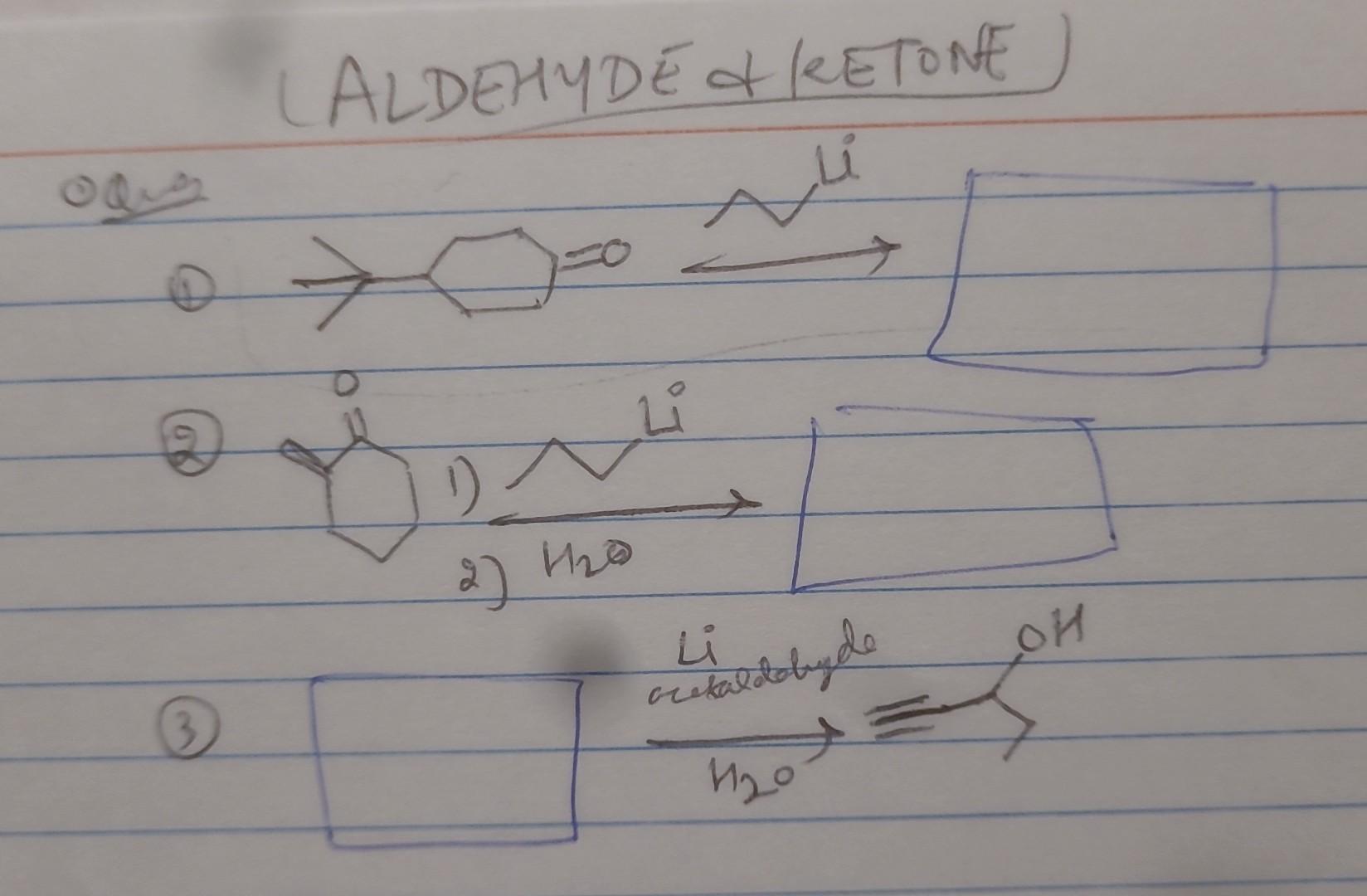 Solved LALDEHYDE \& LETONE (1) (2) 2) H2πLi L (3) | Chegg.com