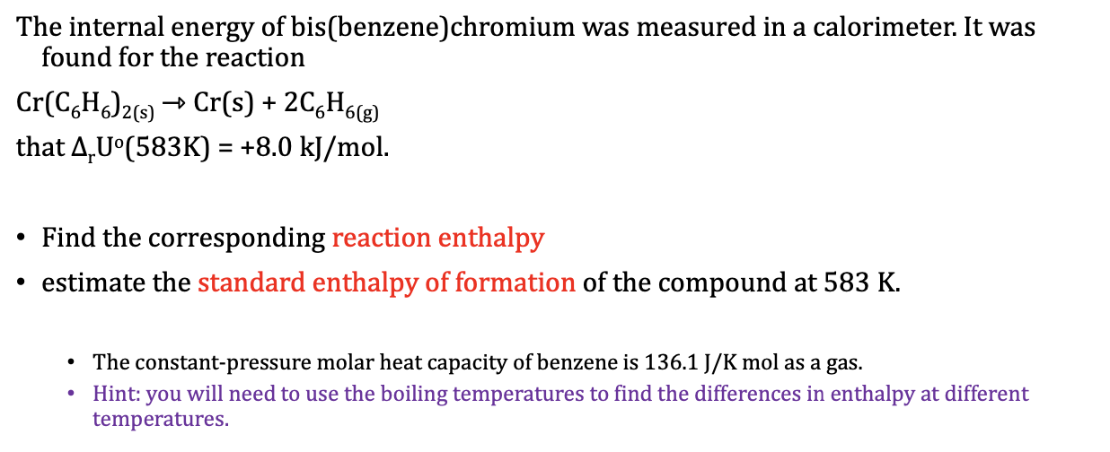 Solved The constant-pressure molar heat capacity of benzene | Chegg.com